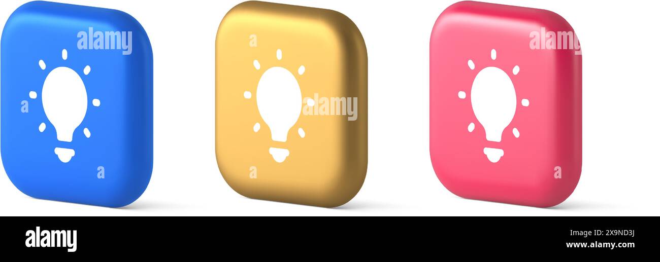 Light bulb illuminated innovation idea button brainstorming creative ...