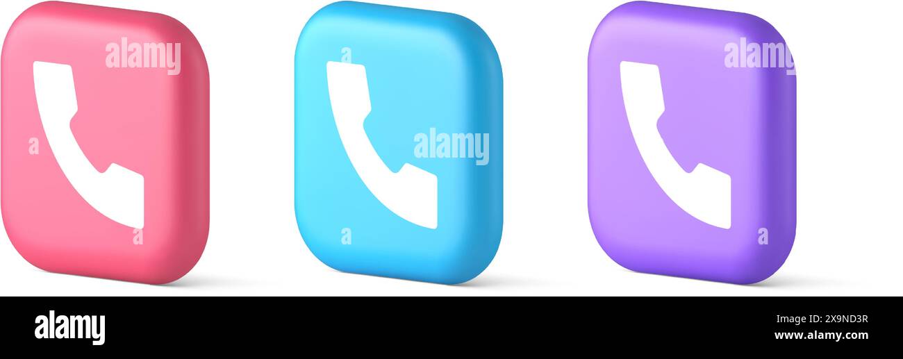 Helpline hotline call center phone handset squared button 3d realistic ...