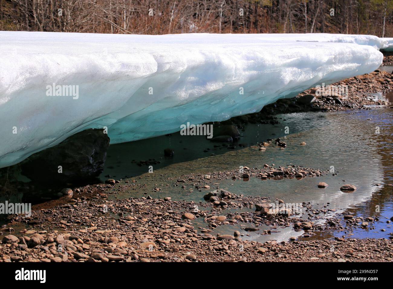 Melting ice at Skellefte river in northern Sweden Stock Photo - Alamy