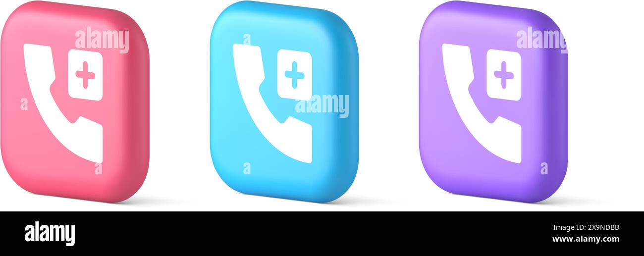 Call phone add emergency hotline service blue squared button 3d ...
