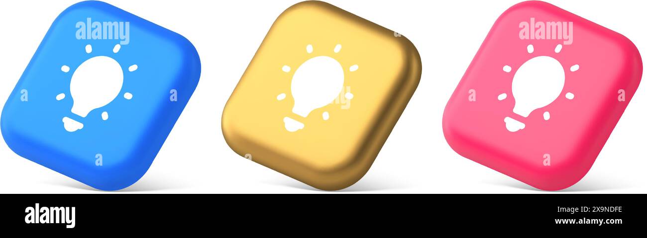 Light bulb illuminated innovation idea button brainstorming creative ...