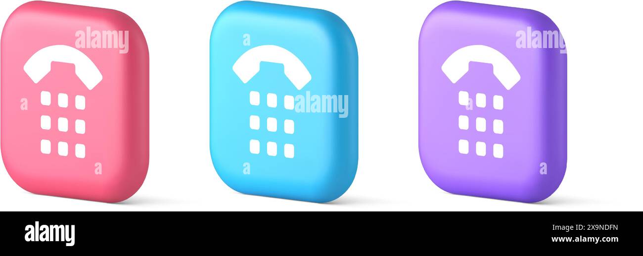 Phone call button application handset mobile contact communication 3d ...