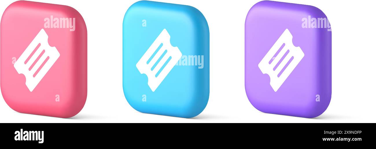 Ticket pass coupon raffle lottery cinema show entrance permission 3d ...