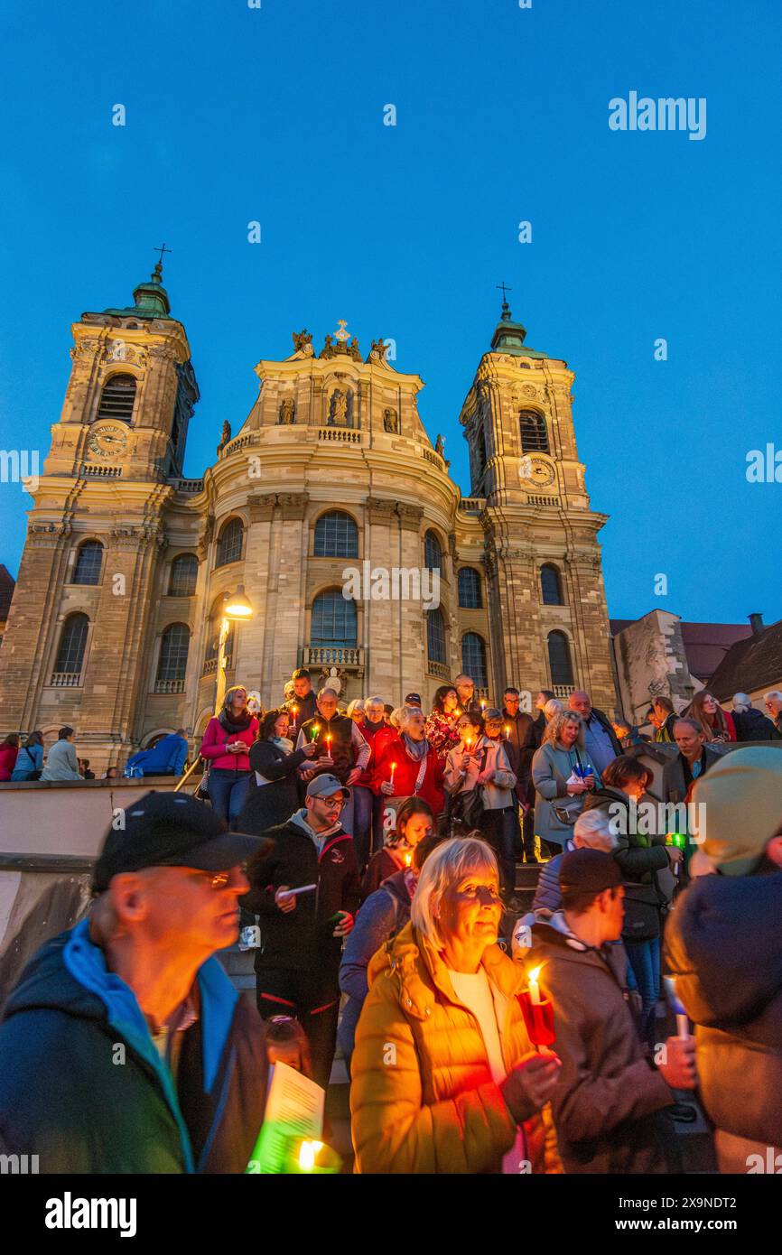 Basilica of St. Martin, people at Candlelight procession at the eve of ...
