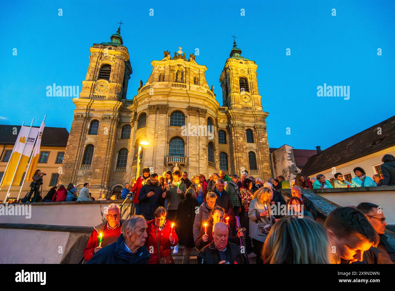 Basilica of St. Martin, people at Candlelight procession at the eve of ...