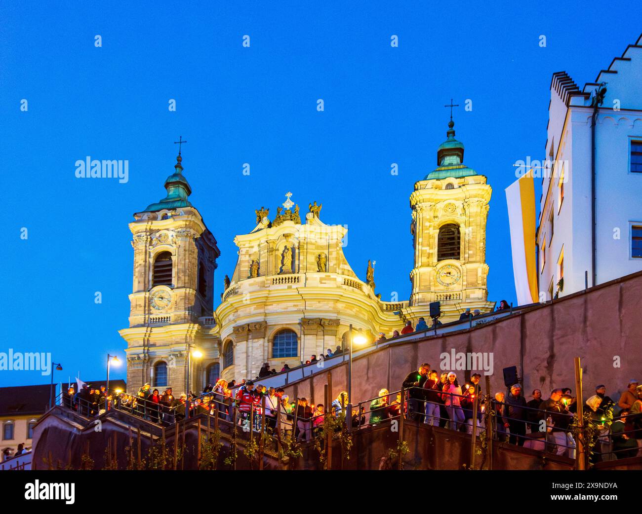 Basilica of St. Martin, people at Candlelight procession at the eve of ...