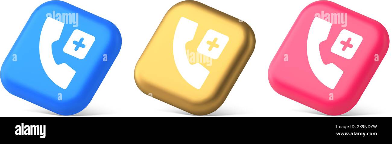 Call phone add emergency hotline service blue squared button 3d ...