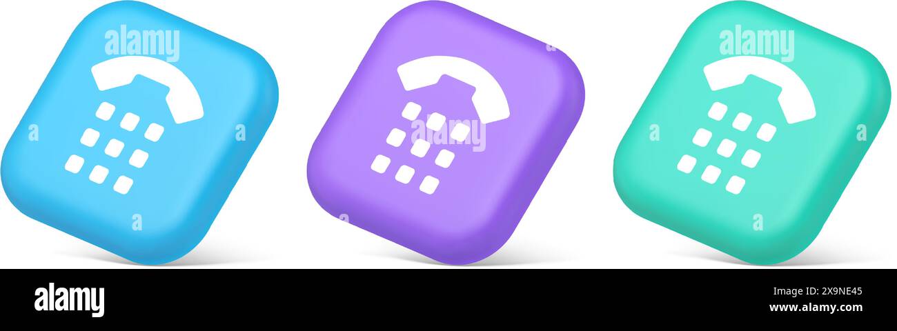 Phone call button application handset mobile contact communication 3d ...