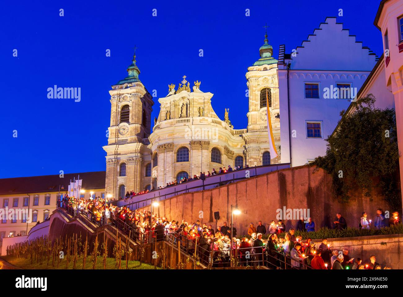 Basilica of St. Martin, people at Candlelight procession at the eve of ...