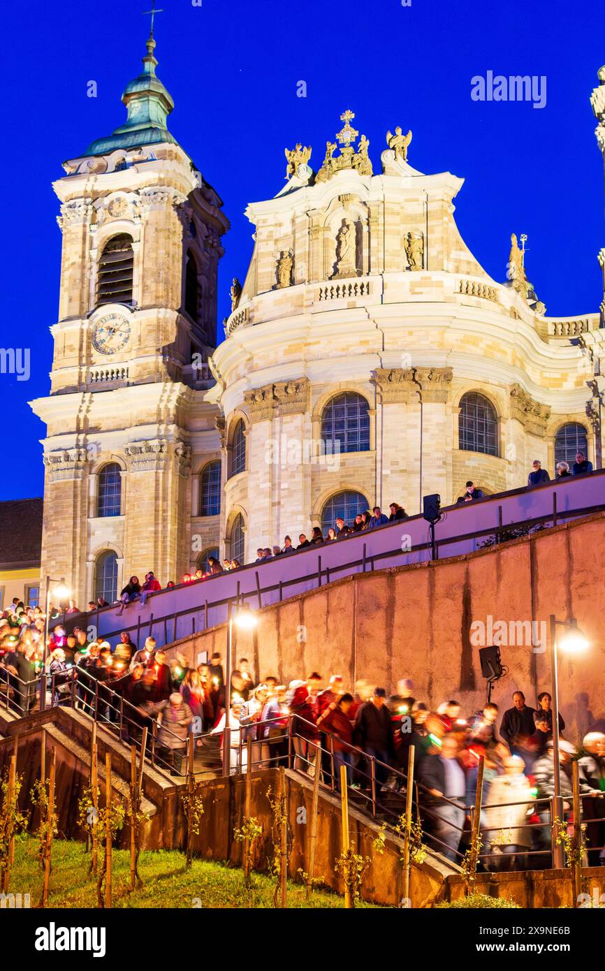Basilica of St. Martin, people at Candlelight procession at the eve of ...