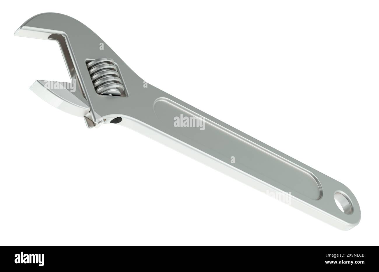 Adjustable wrench, closeup. 3D rendering isolated on white background ...