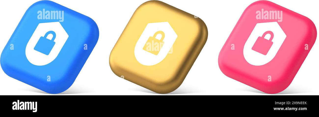 Lock shield security button privacy blocked password service web app 3d ...