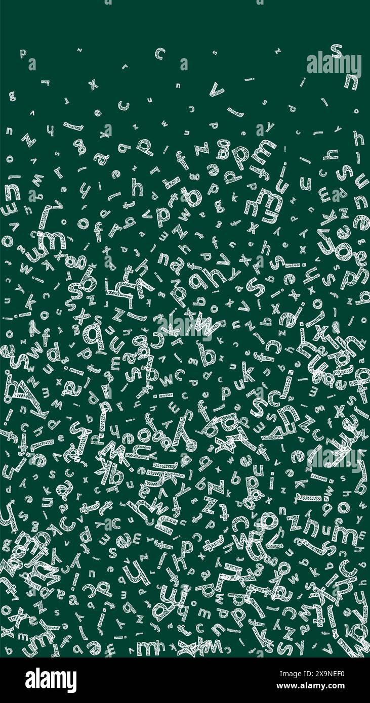 School notebook cover. Colorful childish floating letters of Latin ...