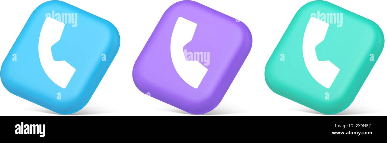 Phone call contact voice communication button web application design 3d ...