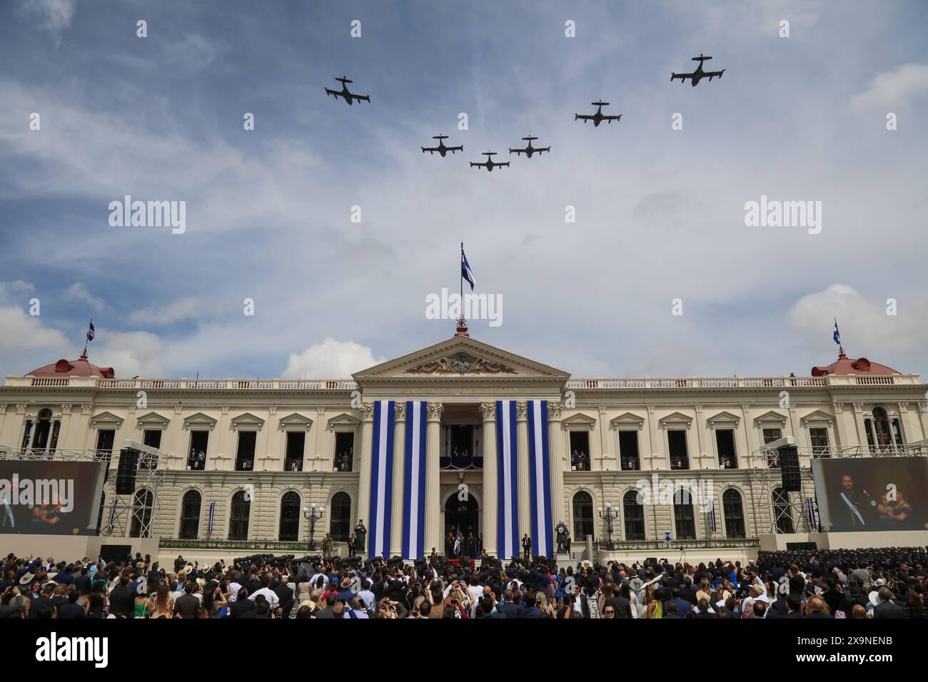 San Salvador, El Salvador. 1st June, 2024. Aircraft fly over the ...