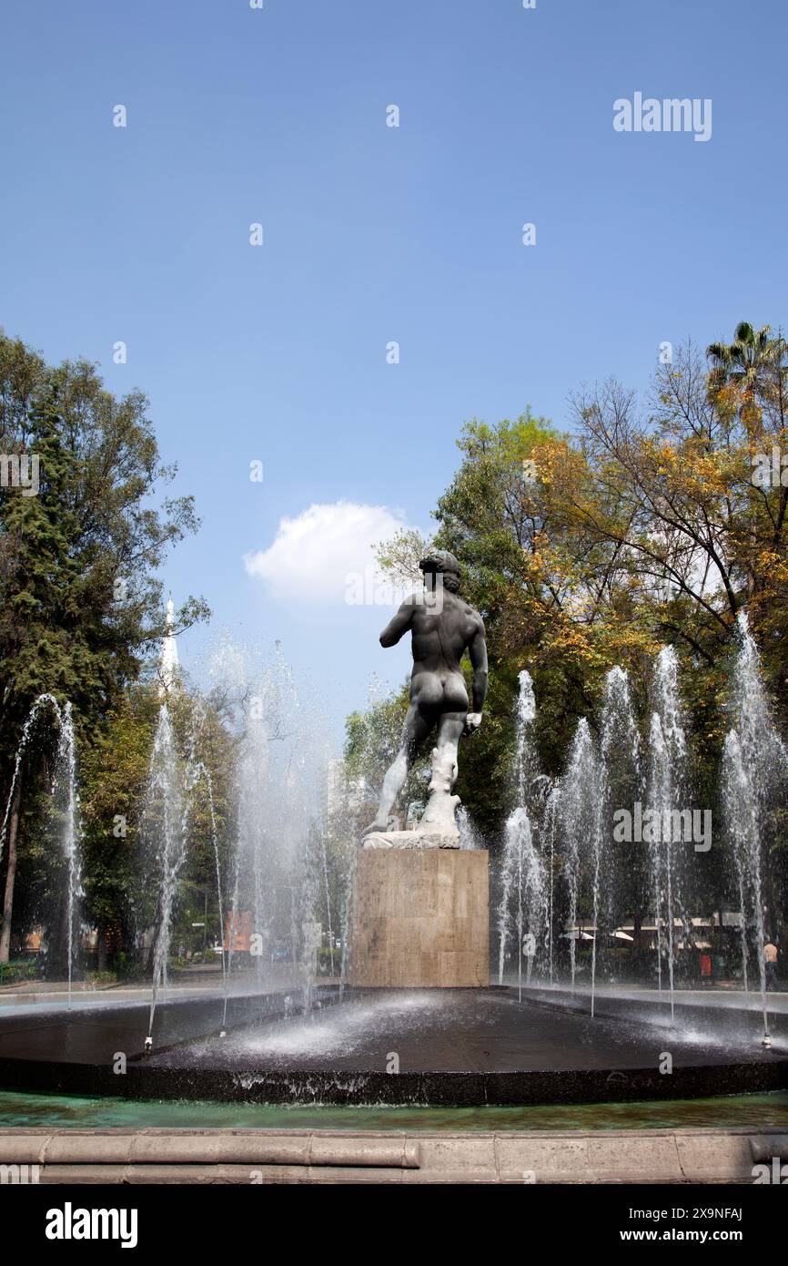 Statue of David Fountain on Plaza Rio de Janeiro in Mexico City, Mexico ...
