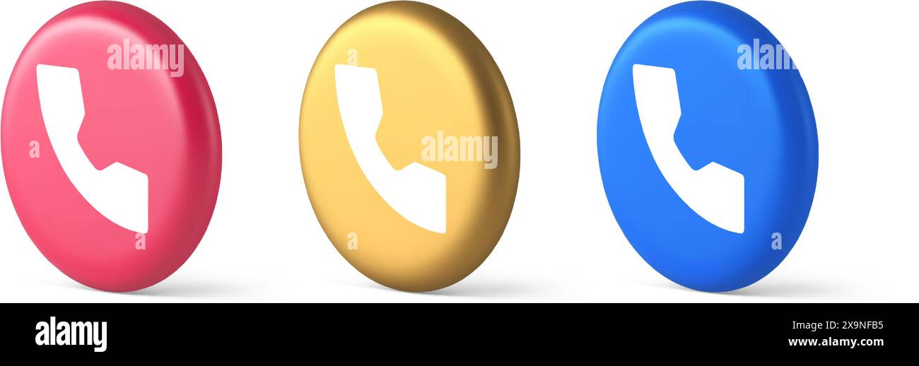 Phone call contact voice communication button web application design 3d ...