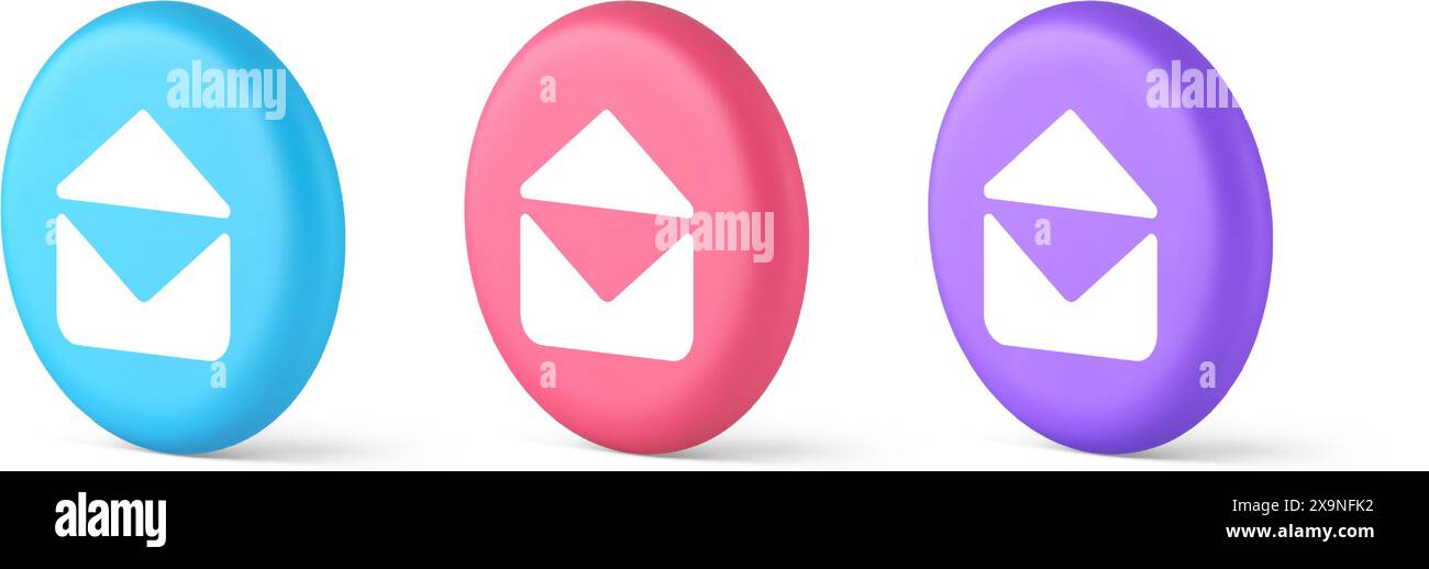 Email open envelope letter received incoming message button 3d ...