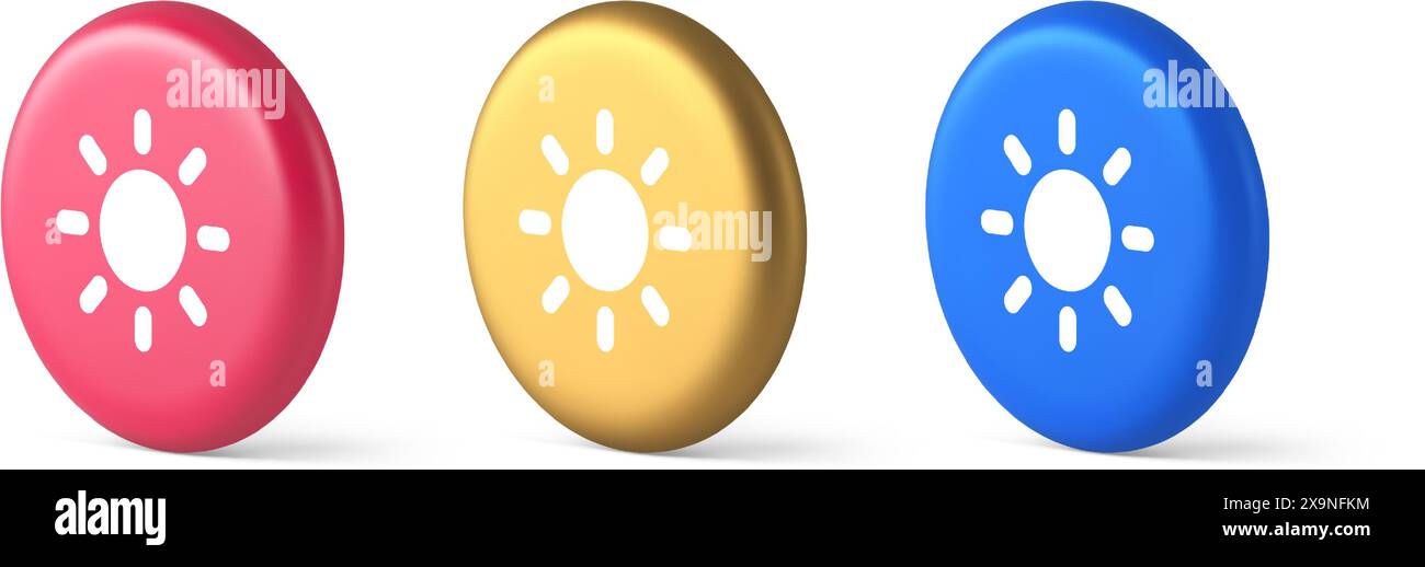 Brightness button sun light warm cold contrast digital interface 3d ...