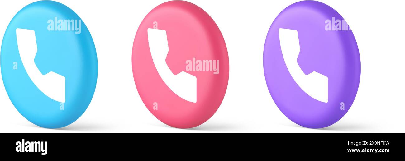Phone call contact voice communication button web application design 3d ...