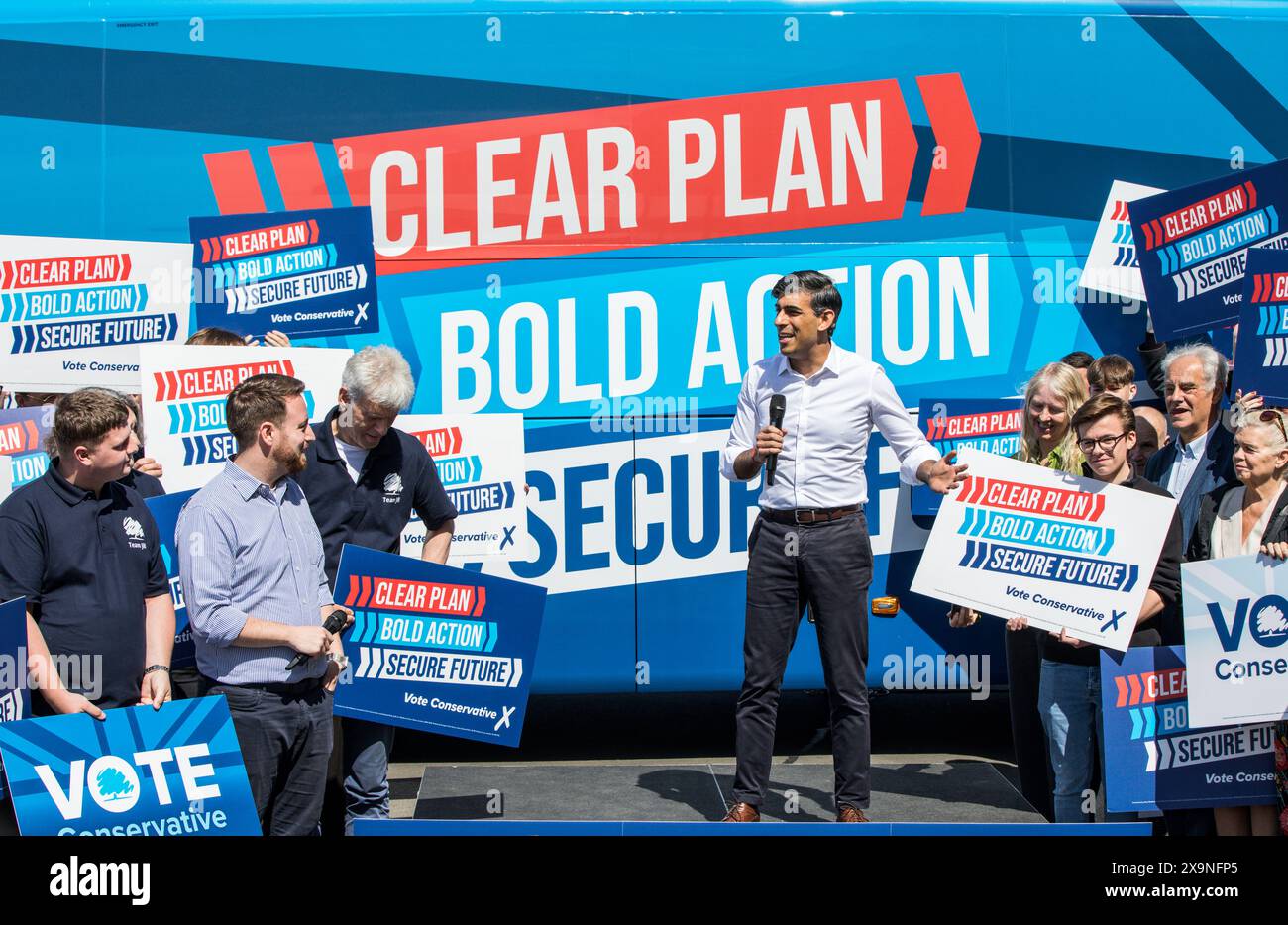 Rishi Sunak at the launch of the Conservative Party tour bus for the ...