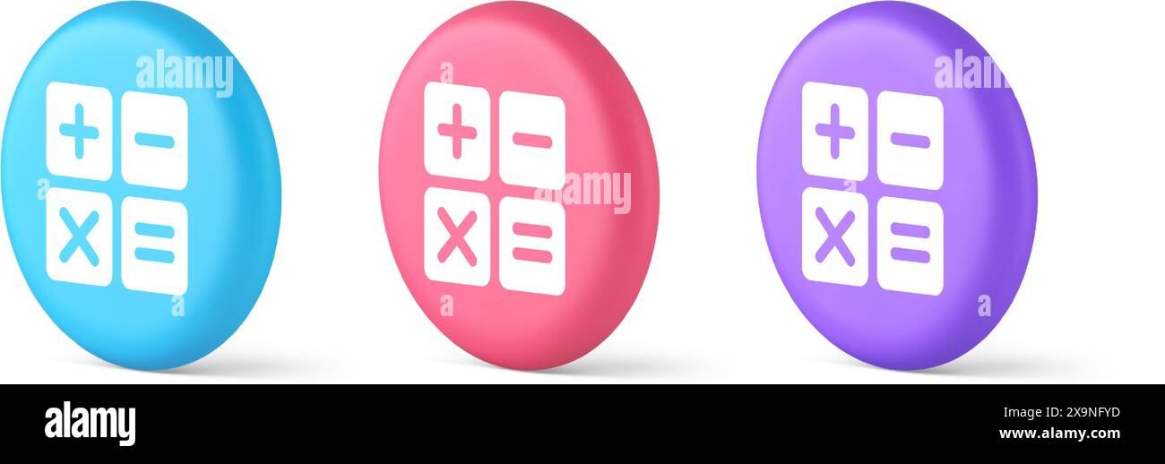 Calculator math counting button accounting balance checking mathematics financial keyboard 3d ...