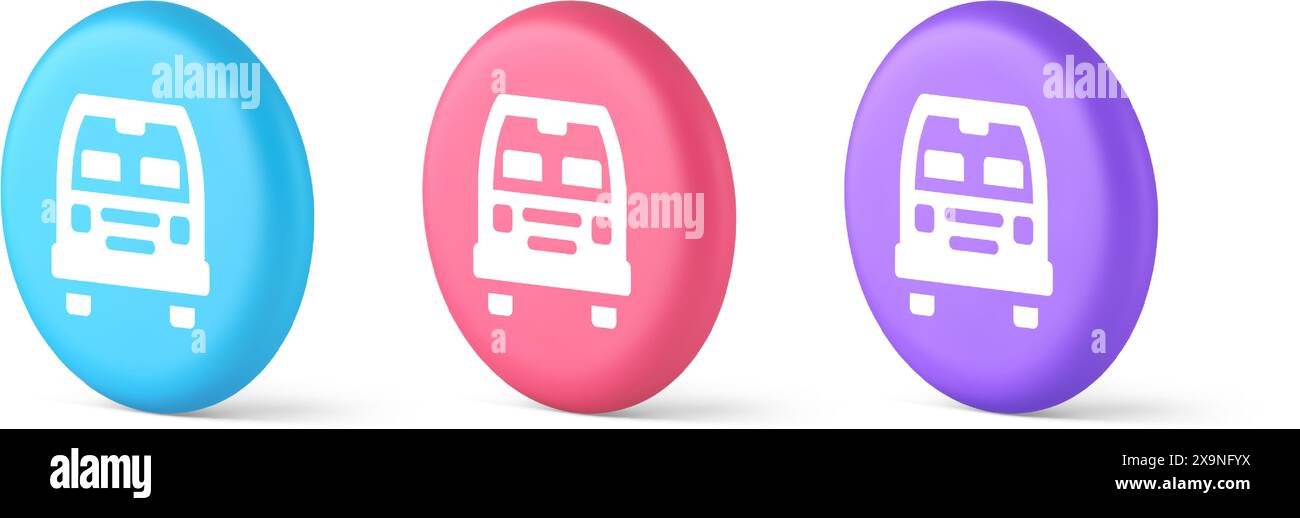 Bus automobile passenger transportation button city transfer journey 3d ...