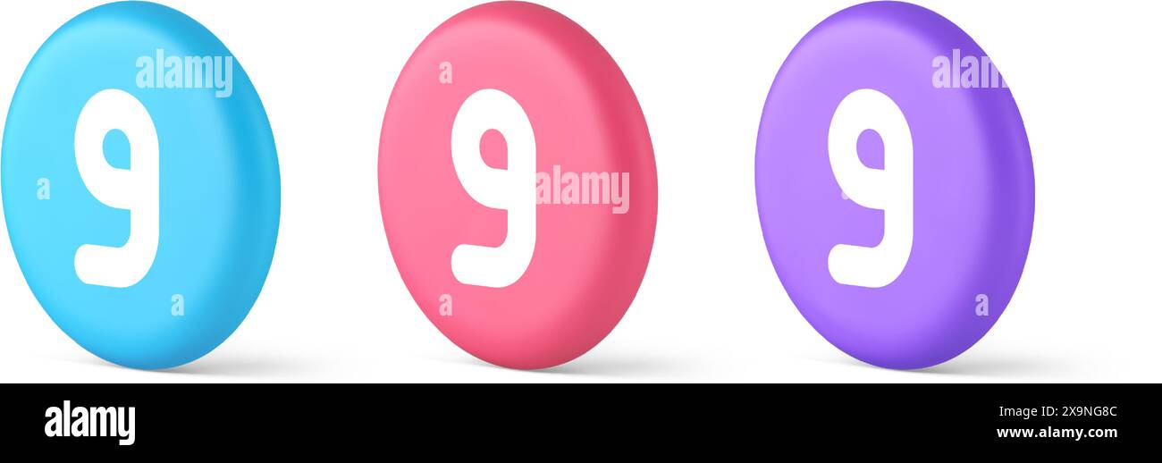 Nine number blue button calculation math financial budget web app 3d ...