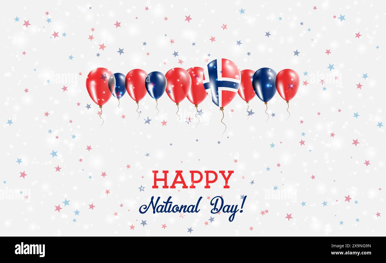 Norway Independence Day Sparkling Patriotic Poster. Row of Balloons in ...