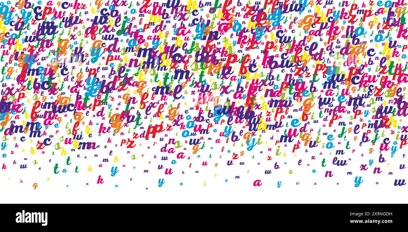 Concept of school background. Colorful childish falling letters of ...