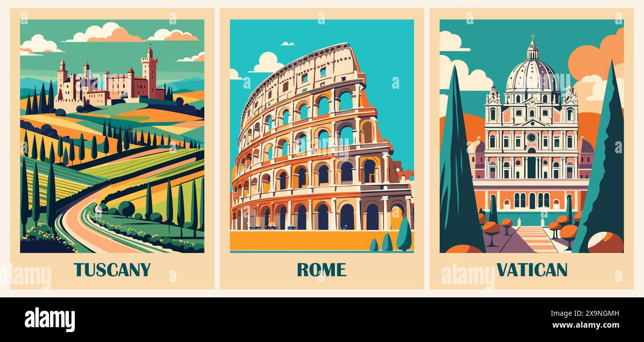 Set of Italy Travel Posters in retro style Stock Vector Image & Art - Alamy