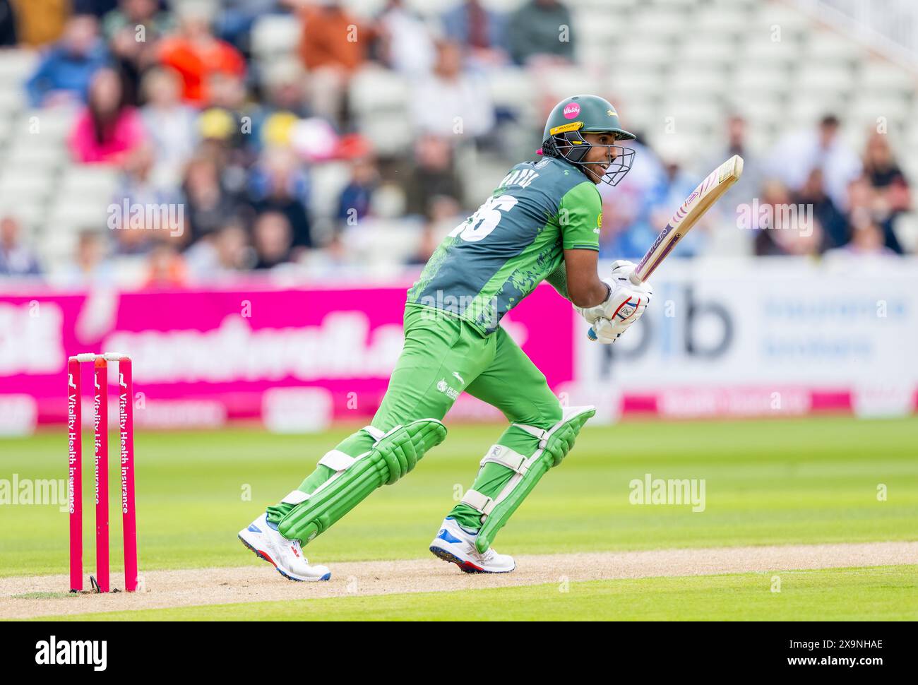 Rishi Patel batting for Leicestershire in the Vitality Blast-Off ...