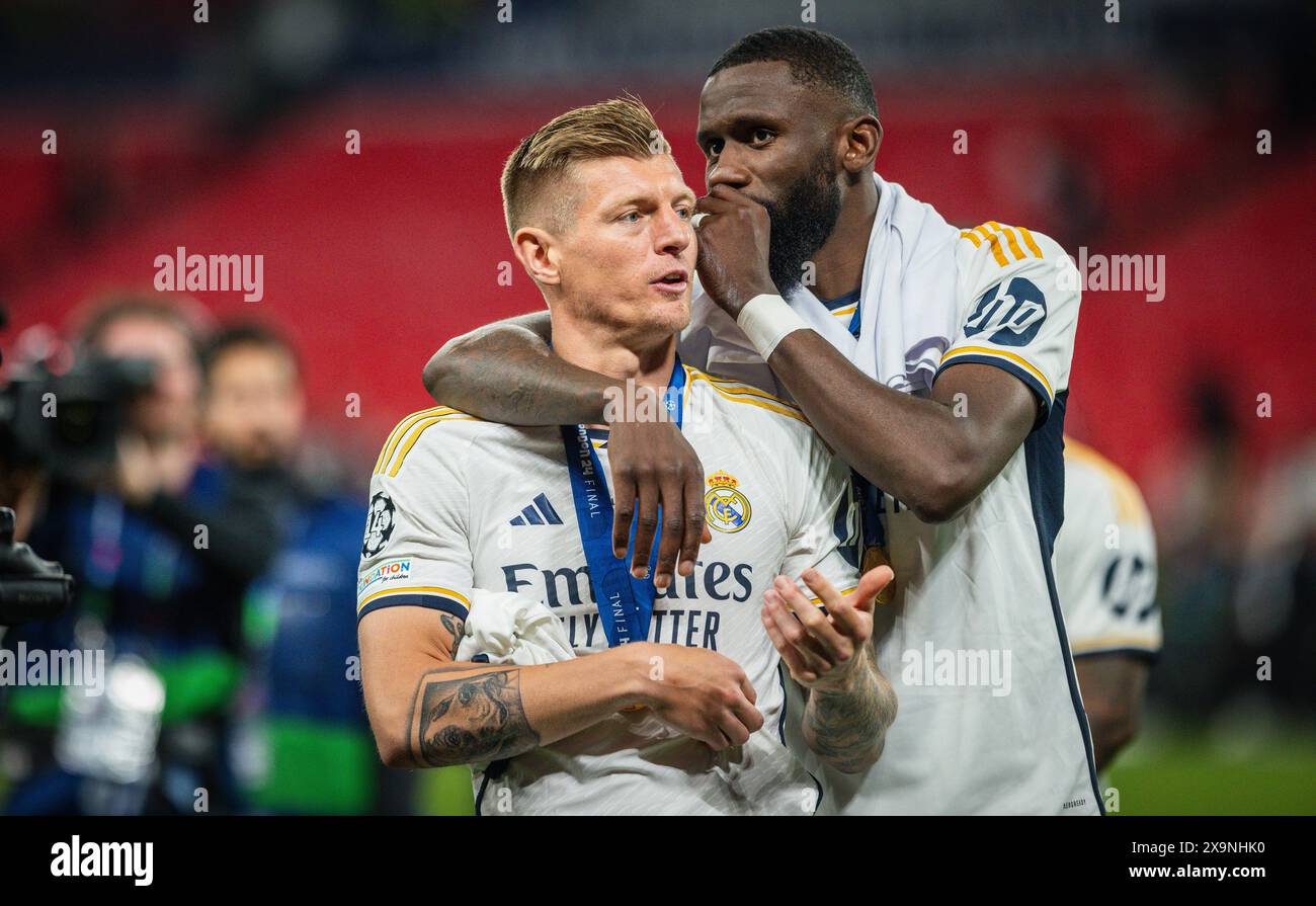 London, England. 01st Jun 2024. Toni Kroos (Real) Antonio Rüdiger (Real ...