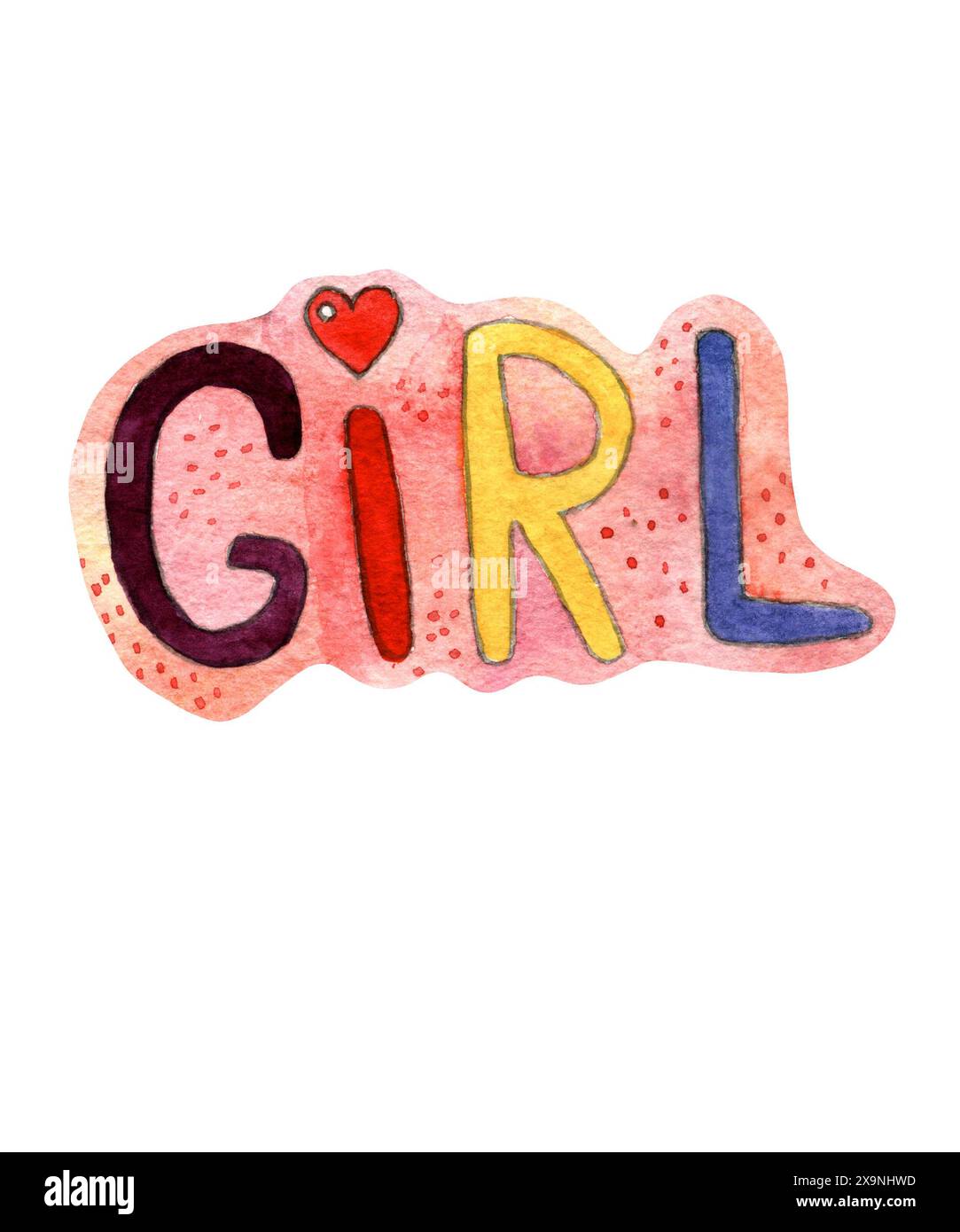 A vibrant hand-drawn illustration of the word 'GIRL' with colorful ...
