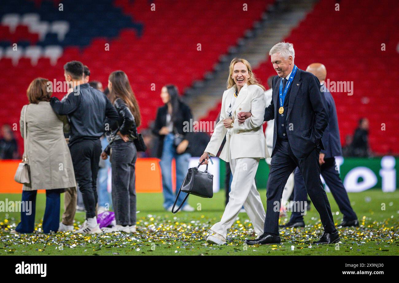 London, England. 01st Jun 2024. Trainer Carlo Ancelotti (Real) and his ...