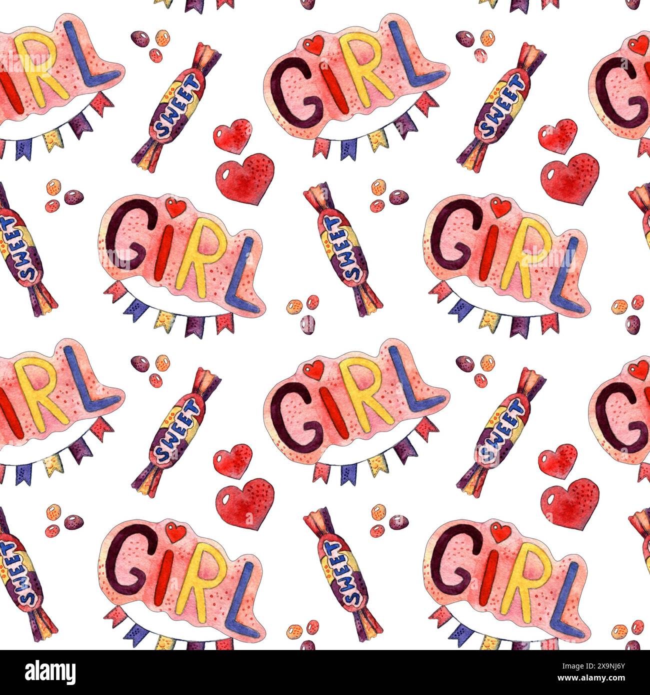 A stylish design featuring the word girl in a seamless pattern against ...