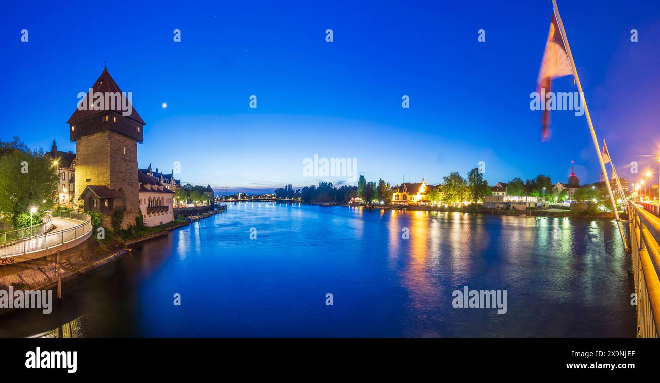 tower Rheintorturm at street Rheinsteig, river Rhein Rhine Konstanz ...