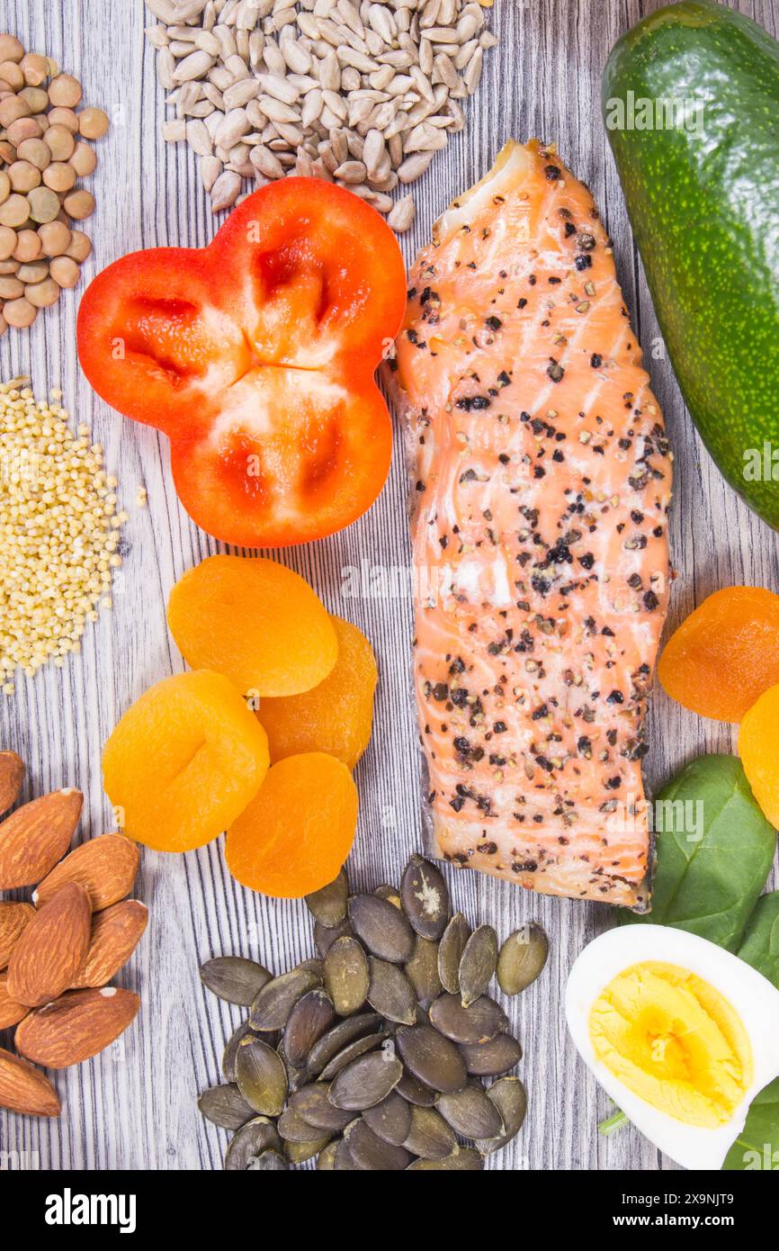 Fresh nutritious food containing natural vitamins and minerals as best ...