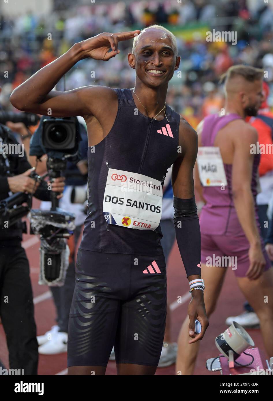 Alison Dos Santos of Brazil competing in the men’s 400m hurdles at the ...