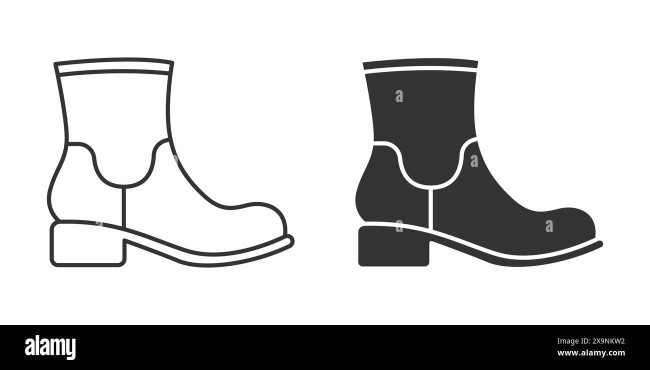 Flat Vector Linear and Silhouette Male and Female Ankle Boots Icon Set ...