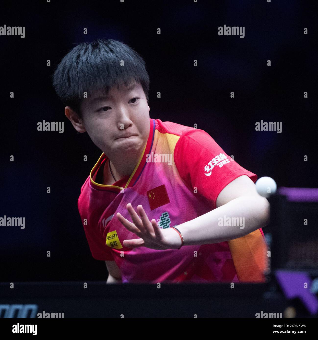 Chongqing. 2nd June, 2024. Sun Yingsha hits a return during the women's ...
