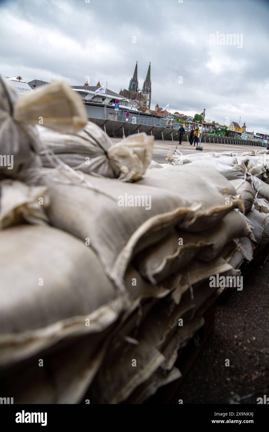 02 June 2024, Bavaria, Regensburg: A riverside path in Regensburg is ...