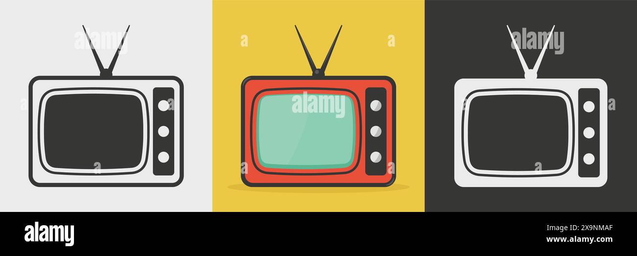 Vector Vintage TV Icon Set. Vintage TV Design Template. Retro TV Symbol ...
