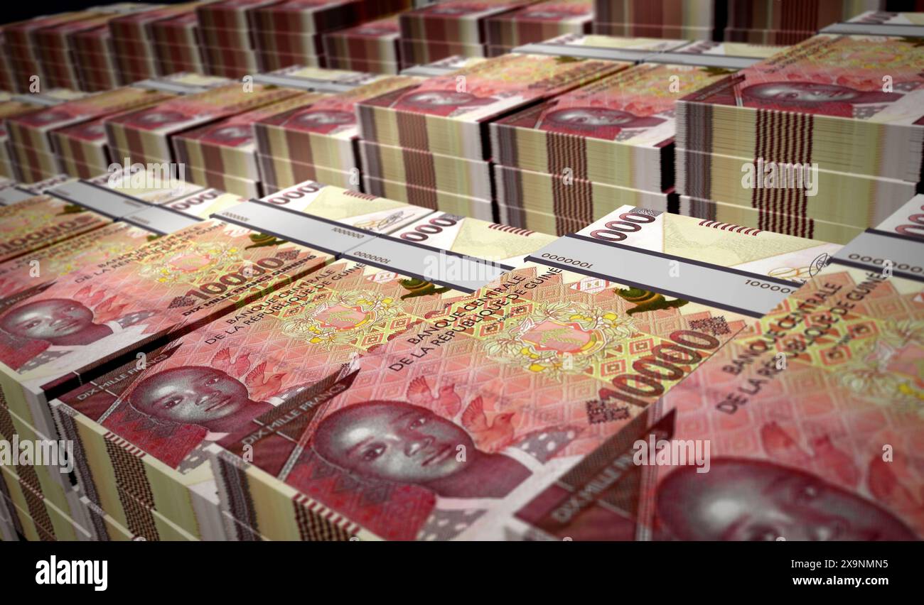 Guinea money Guinean francs money pack 3d illustration. 10000 GNF ...