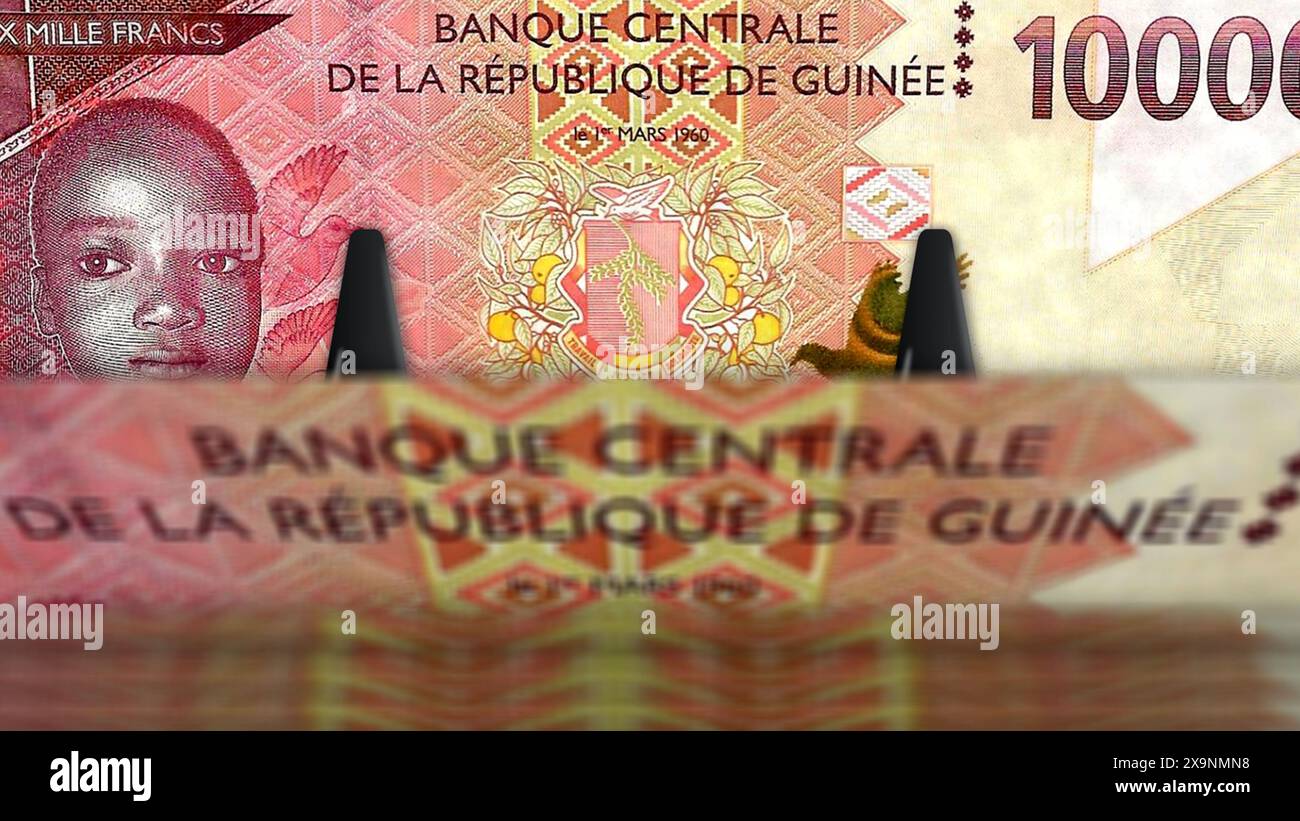 Guinea money Guinean francs money pack 3d illustration. 10000 GNF ...
