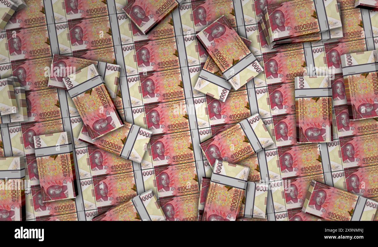 Guinea money Guinean francs money pack 3d illustration. 10000 GNF ...