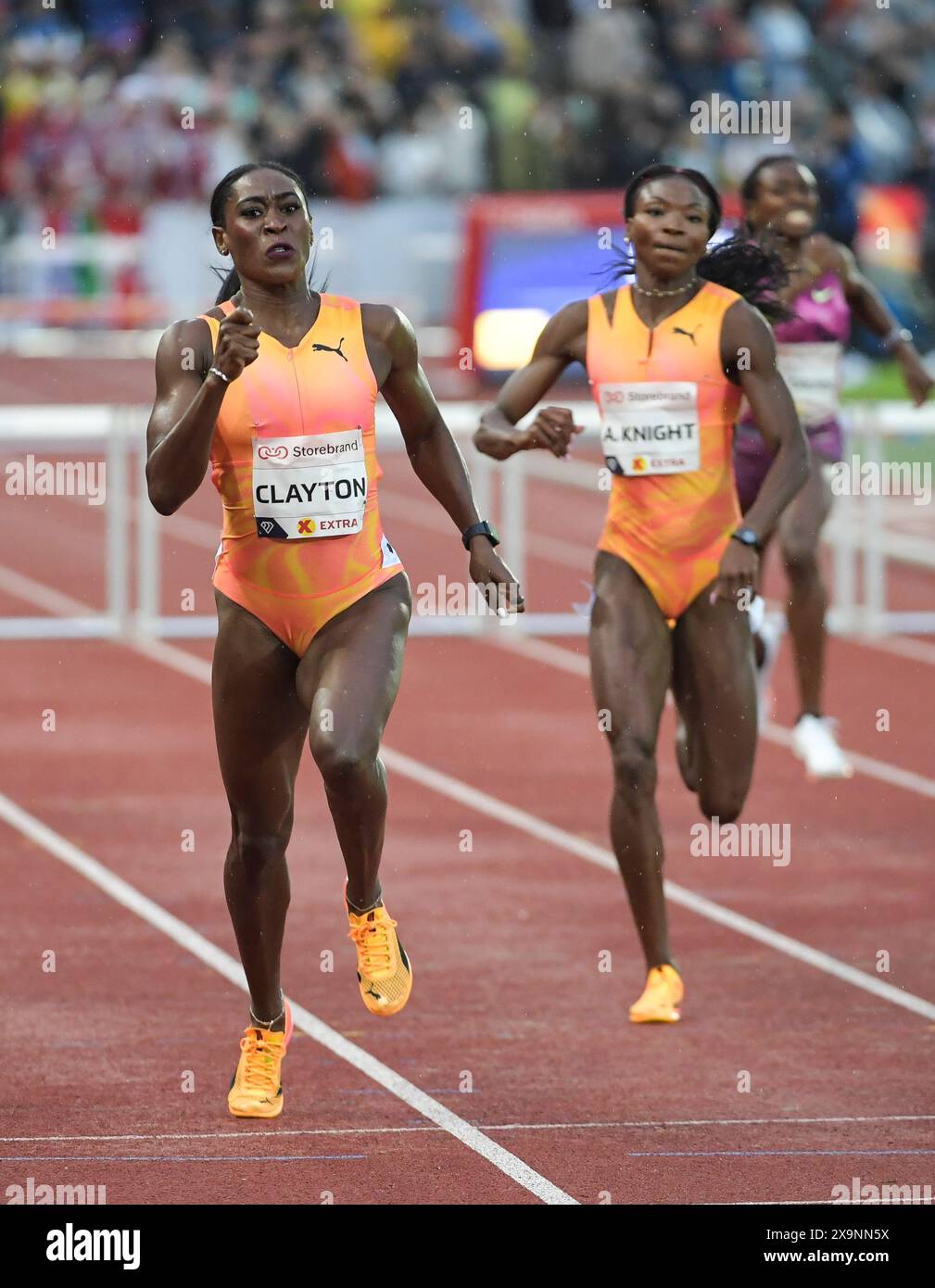 Rushell Clayton of Jamaica competing in the women’s 400m hurdles at the ...