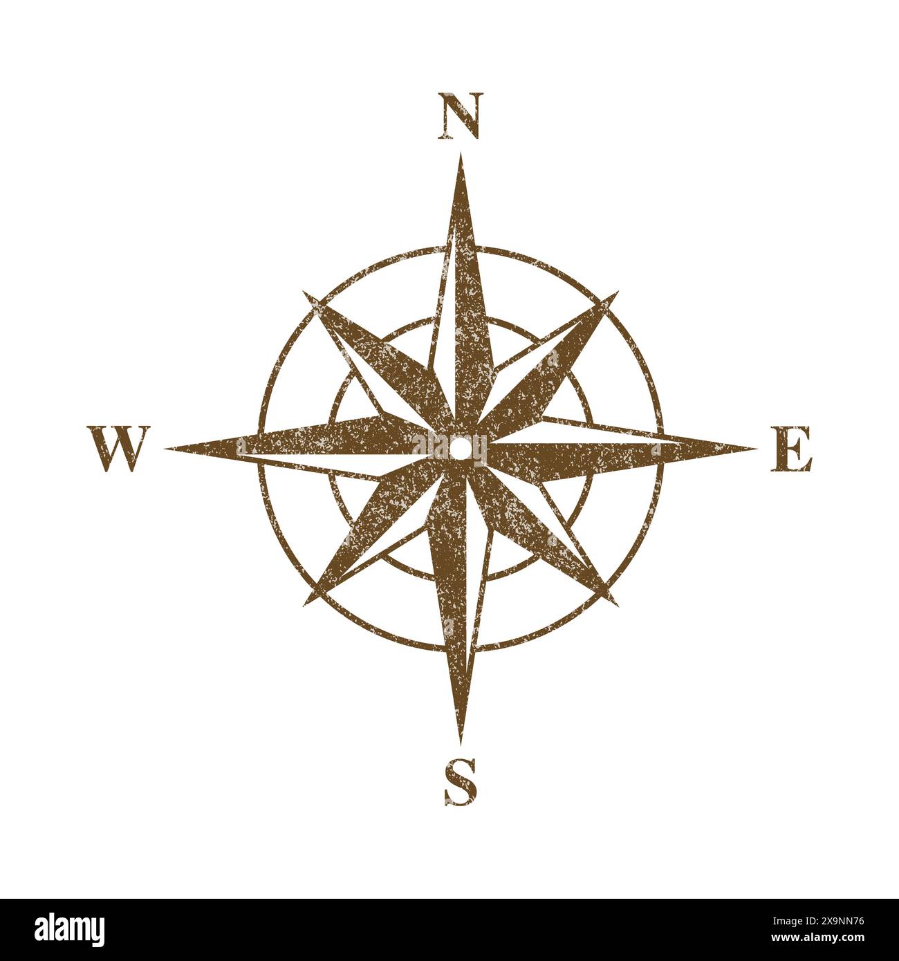 Vector Vintage Wind Rose Symbol, Compass Icon Closeup, Isolated Stock ...