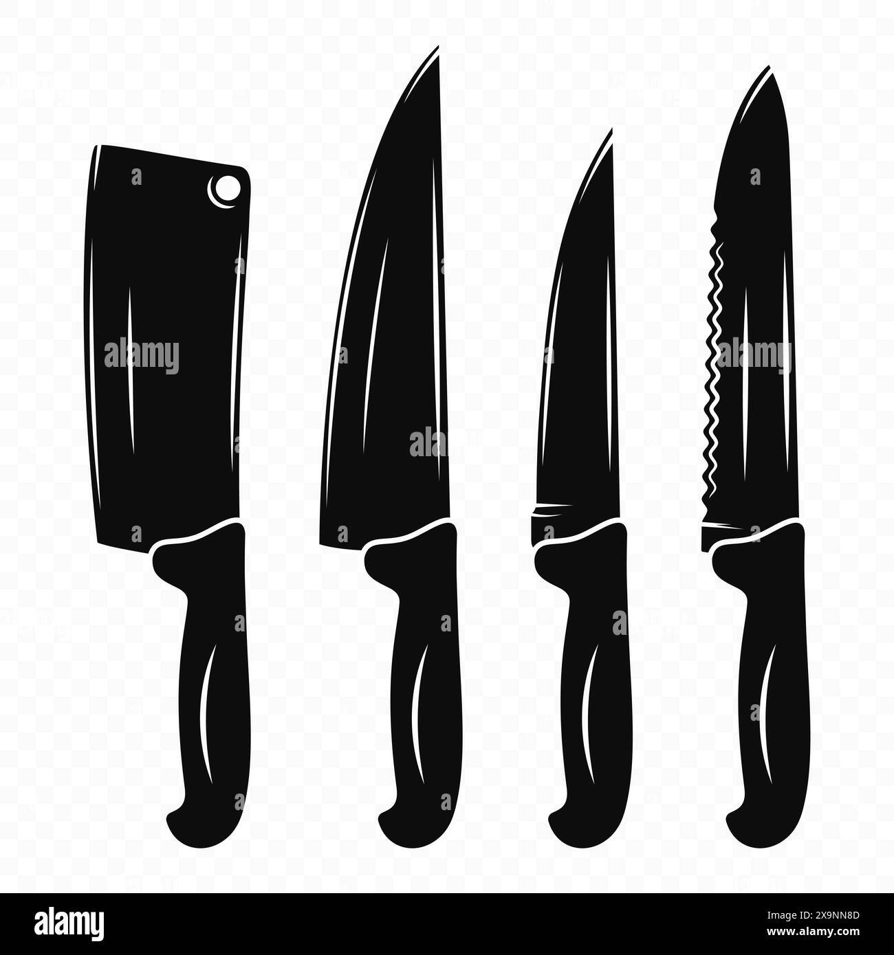Vector Kitchen Knife Silhouette Icon Set, Isolated. Various Kitchen ... Vector Kitchen Knife Silhouette Icon Set, Isolated. Various Kitchen ...