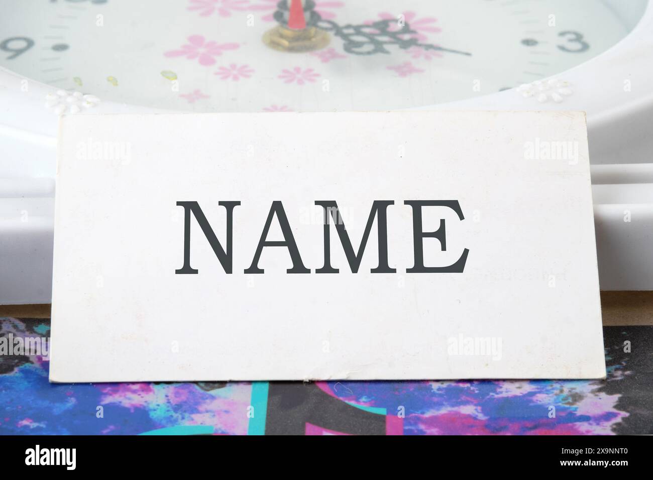 Brand and naming concept. NAME word text on a white card Stock Photo ...